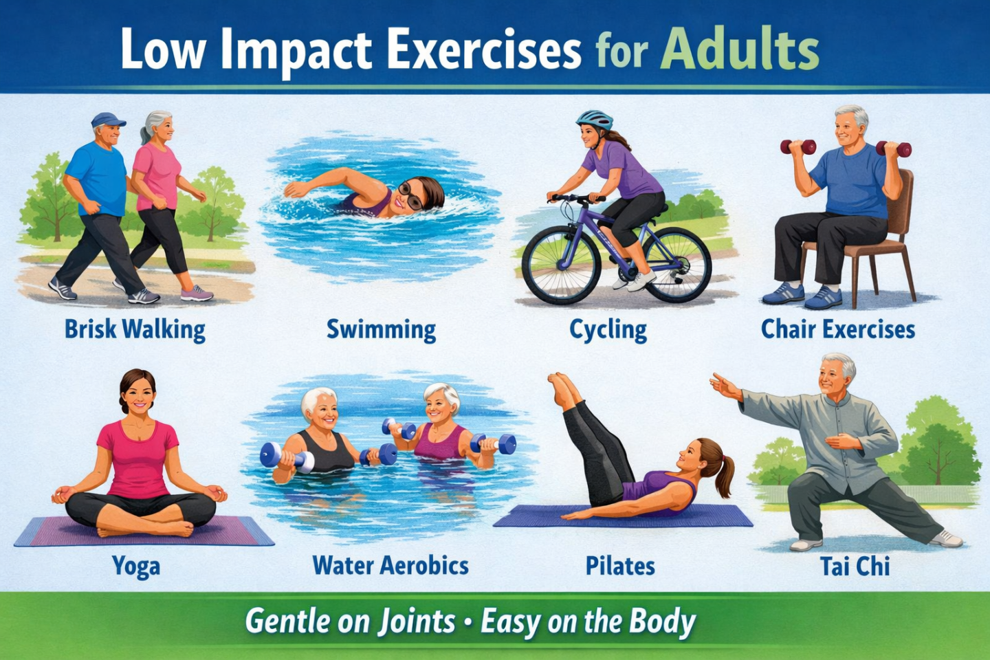 5 Low Impact Exercises for Healthy Living – The Healthy Life